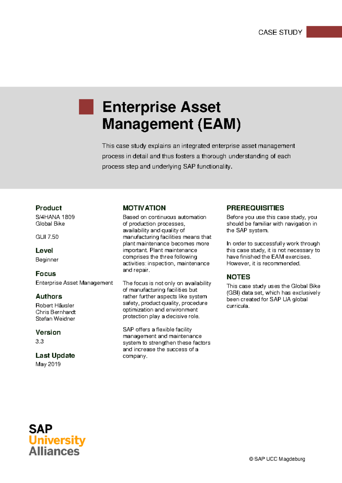 Class 10 SAP EAM Case Study: Understanding Maintenance Processes - Studocu
