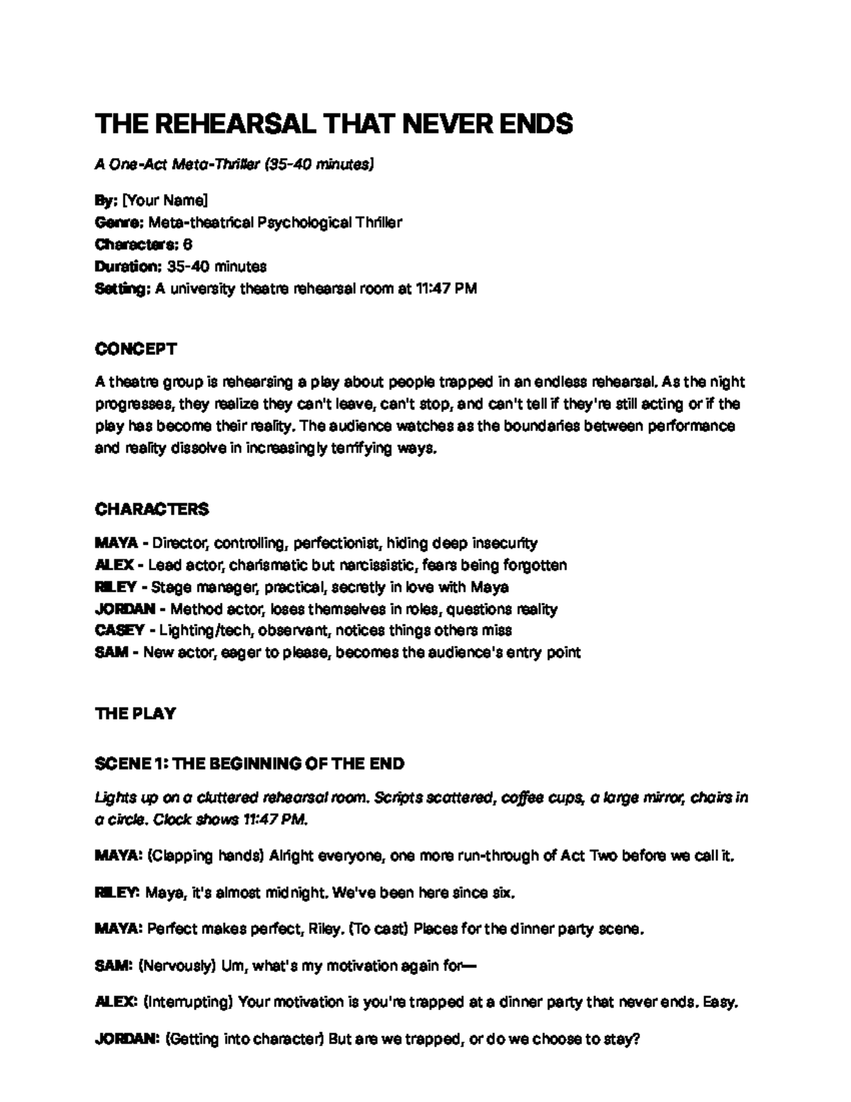 THE REHEARSAL THAT NEVER ENDS: A Psychological Thriller Play Analysis ...