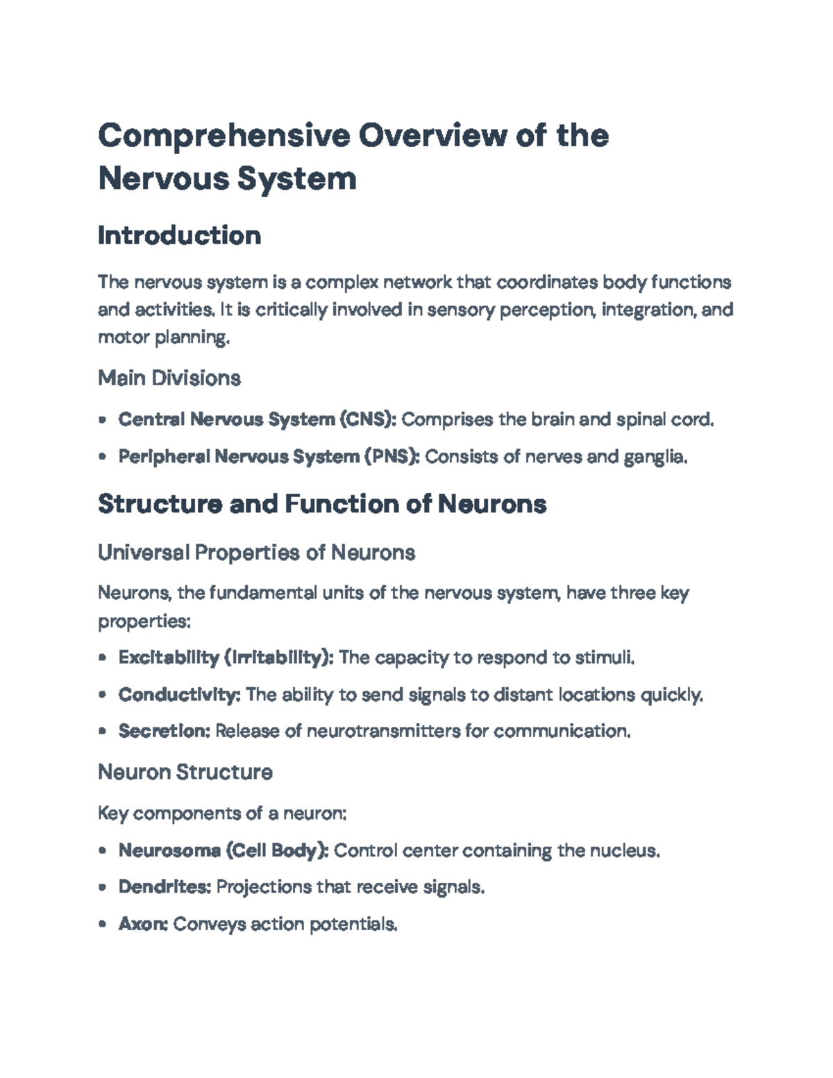 Nervous System Overview: Structure, Function, and Disorders (A&P Exam ...