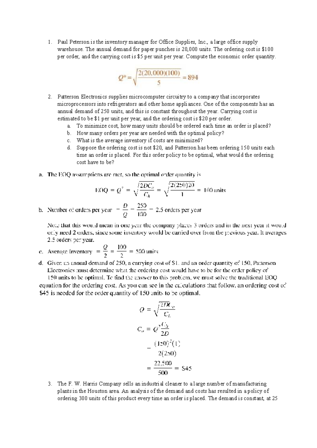 Sample Problems On Inventory Control Course Code Inv101 Studocu