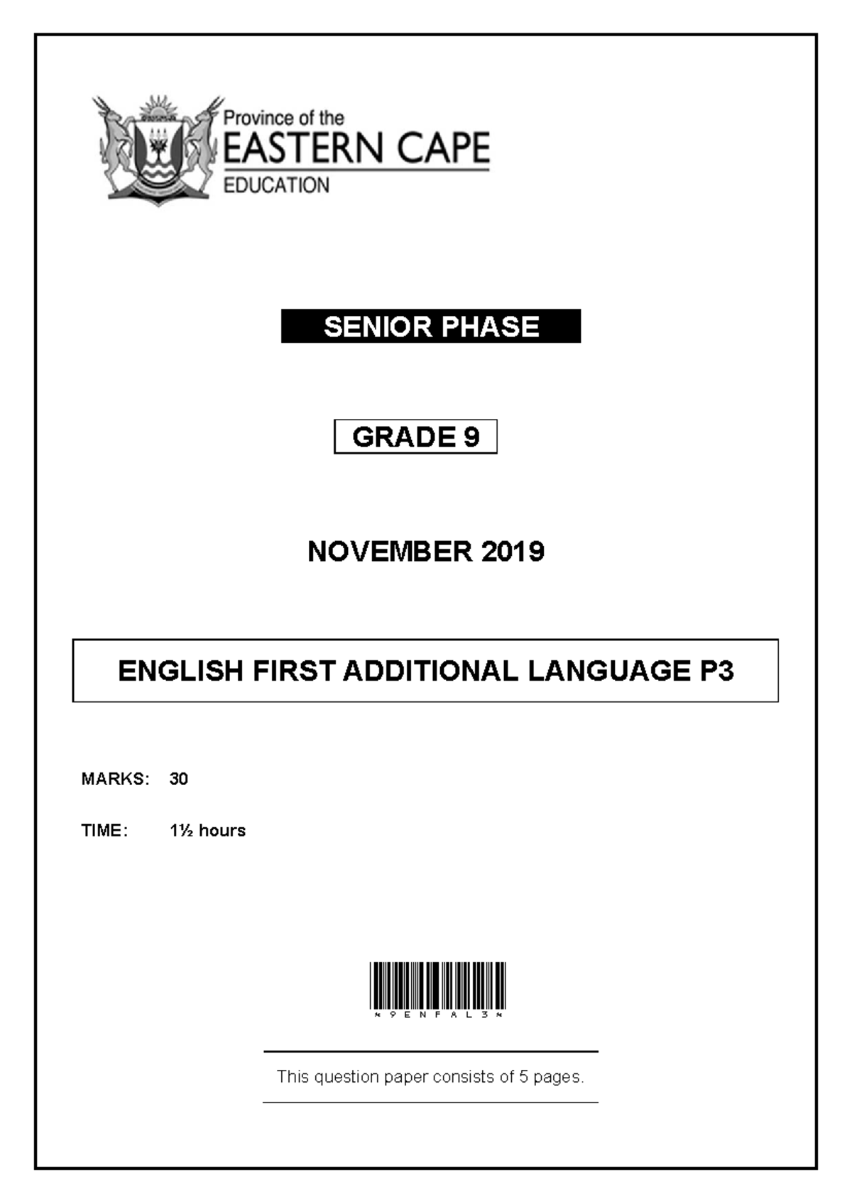 ENG FAL P3 GR9 QP NOV2019 D - SENIOR PHASE GRADE 9 NOVEMBER 2019 ...