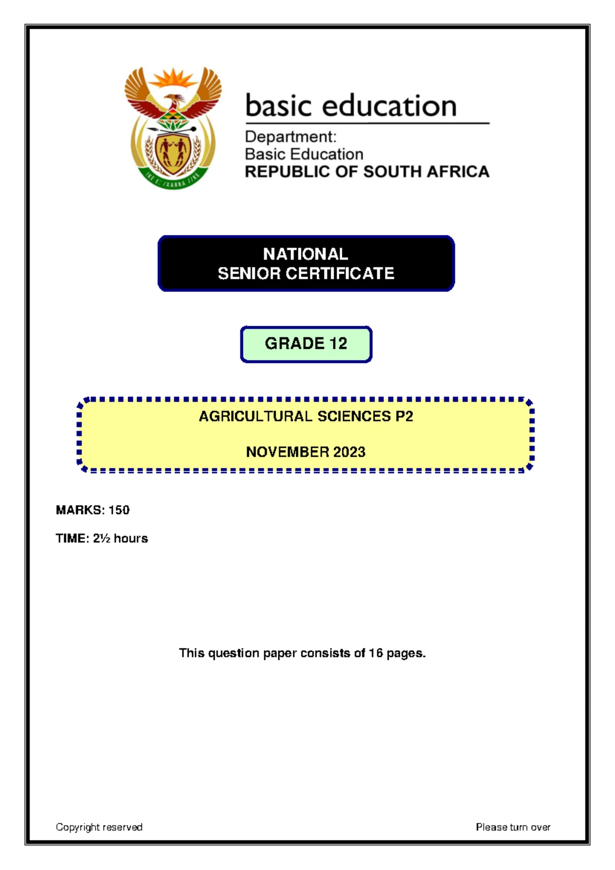 Agricultural Sciences NSC Memo P1 Marking Guideline Sept 2022 Eng - Studocu