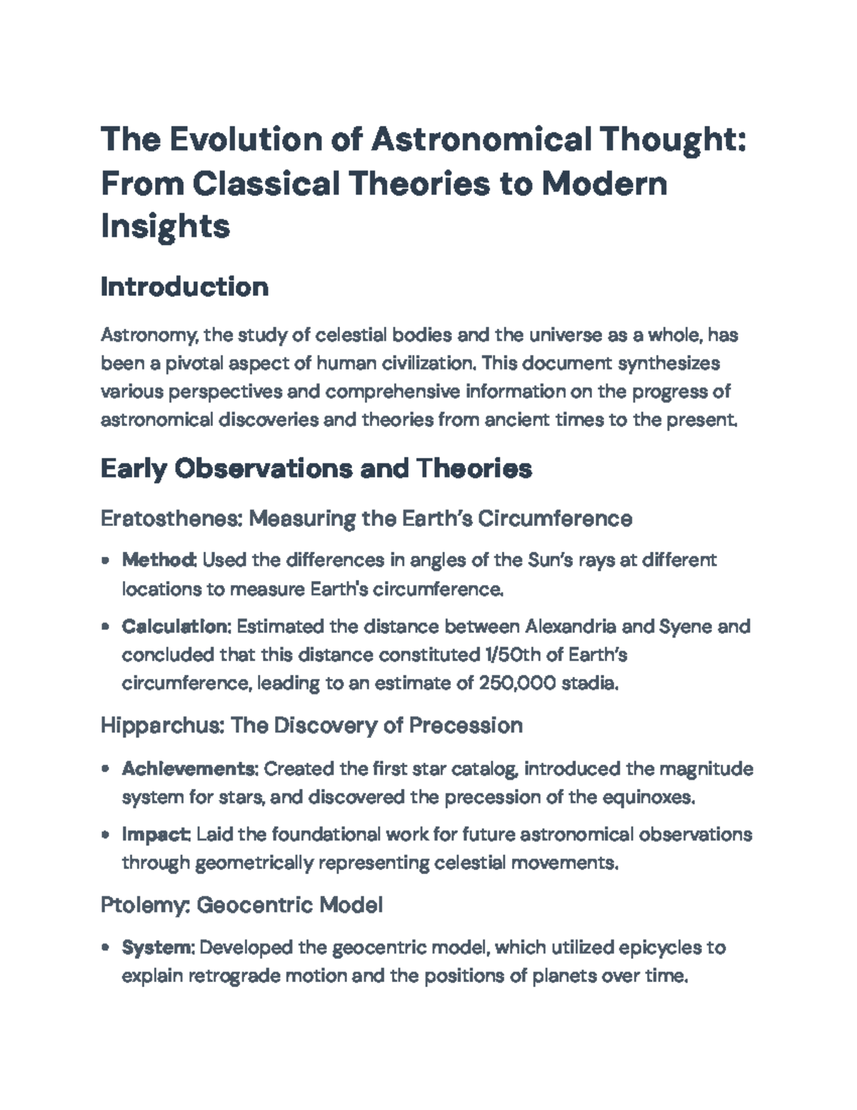 The Evolution of Astronomical Thought: Classics to Modern Theories ...