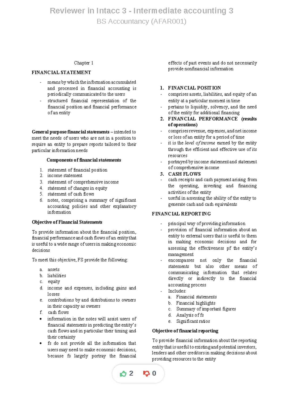Intacc 3 Reviewer: Summary of Key Concepts in Financial Accounting ...