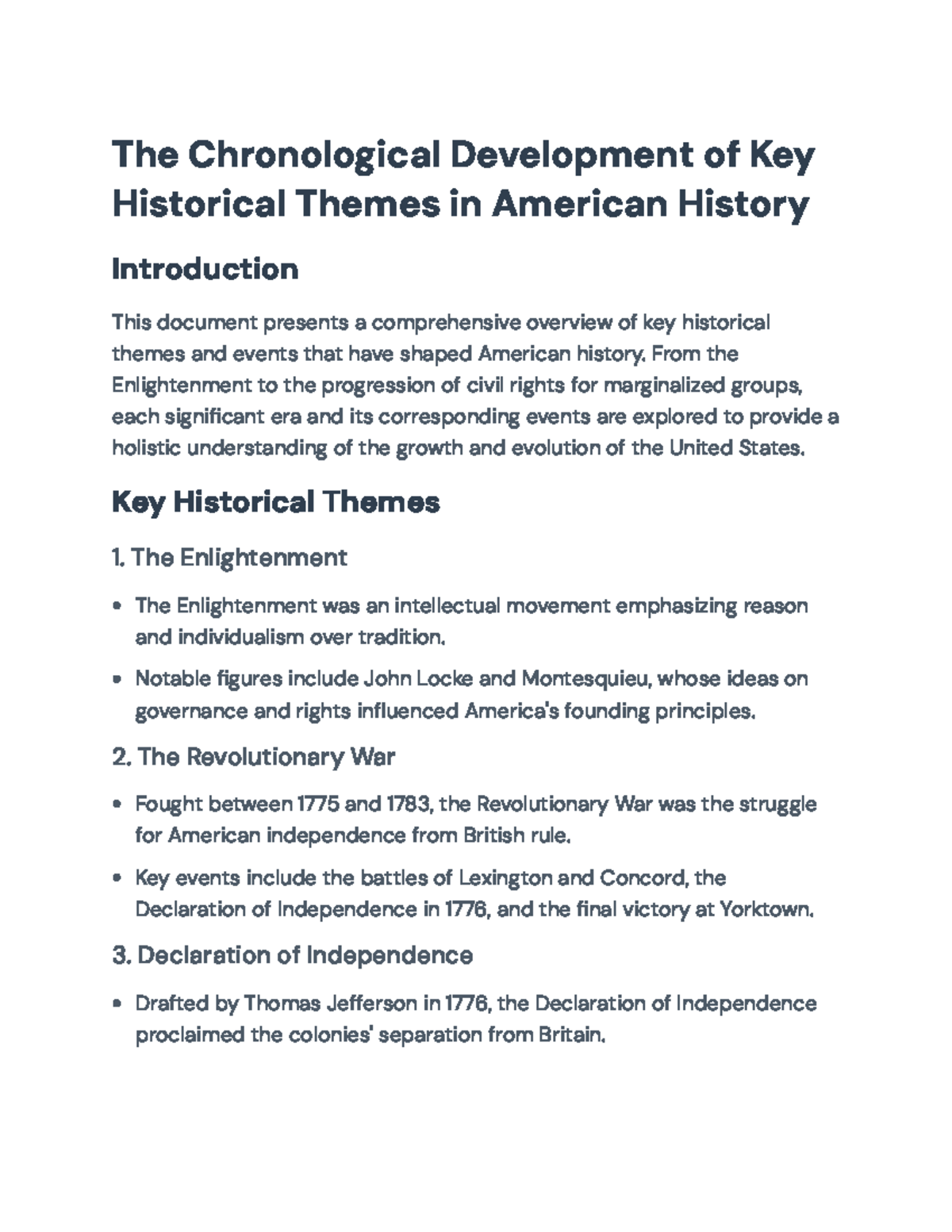 Key Historical Themes in American History: A Comprehensive Overview ...