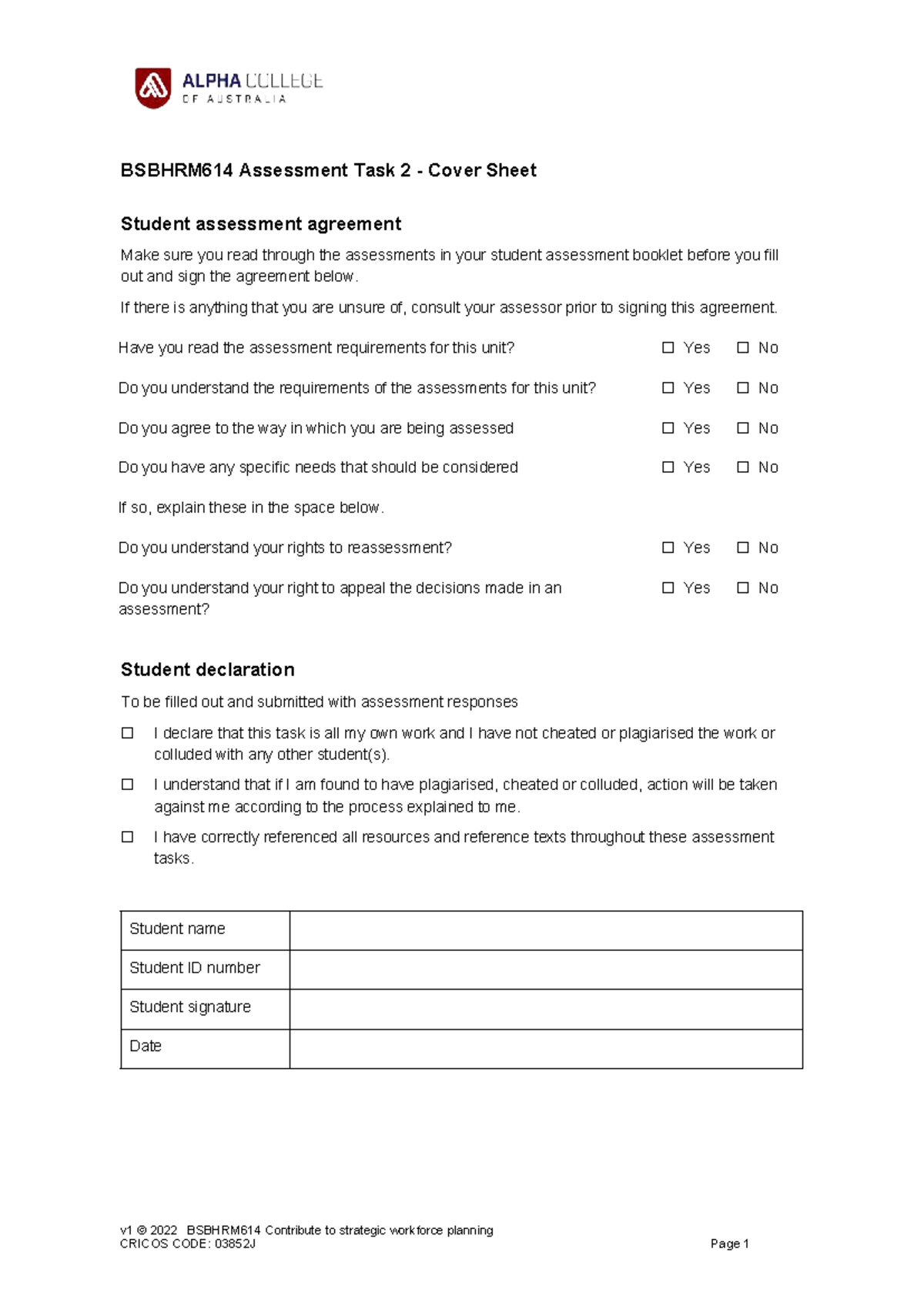 BSBHRM614 Assessment Task 2: Strategic Workforce Planning Guide - Studocu