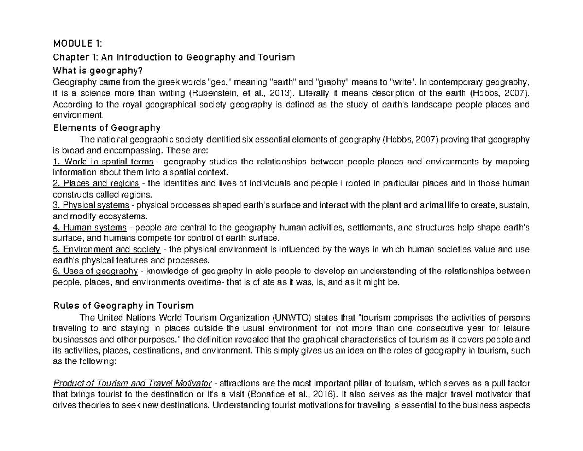 Module 1-Global Culture and Tourism Geography - MODULE 1: Chapter 1: An ...