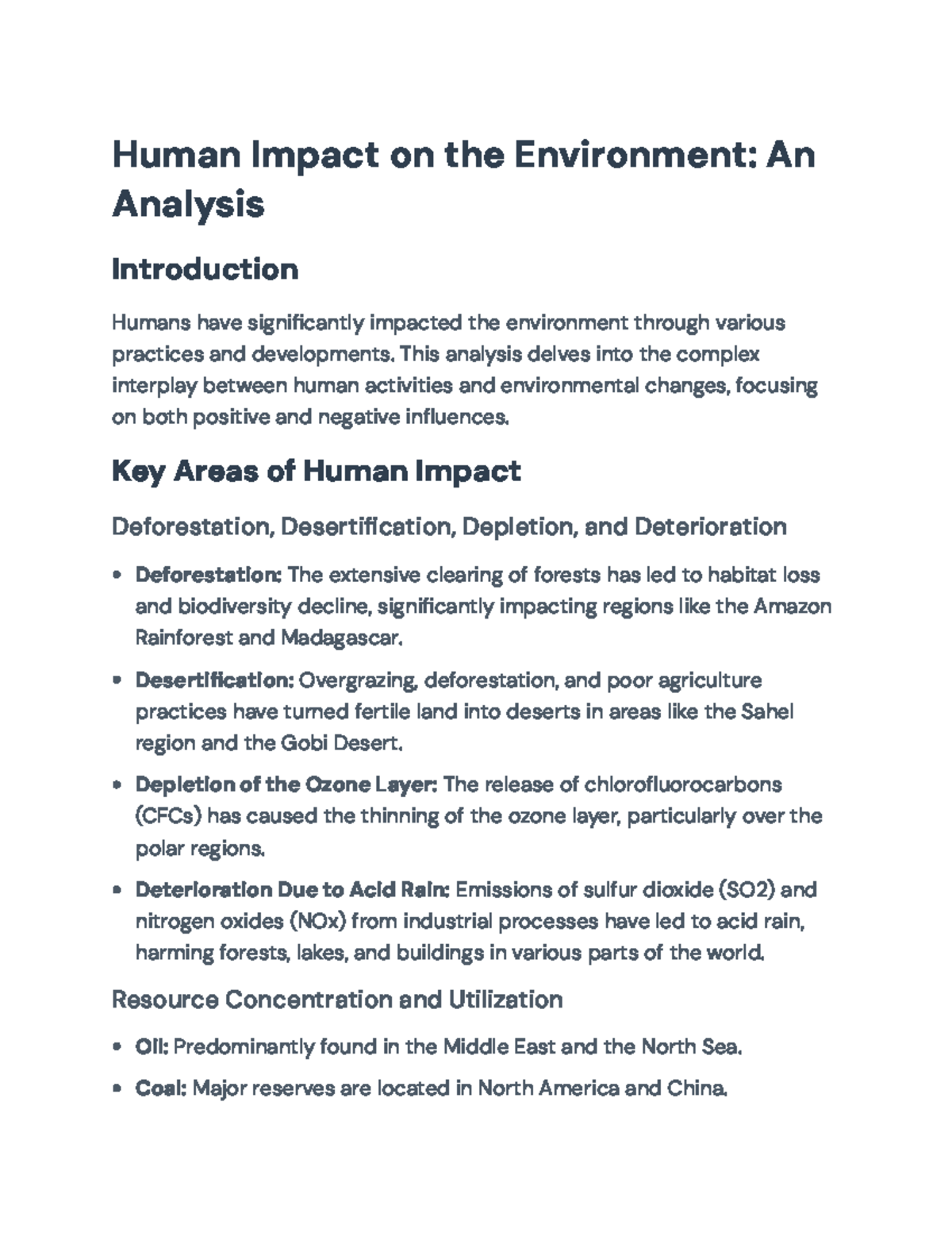 Human Impact on the Environment: Analysis of Effects and Solutions ...