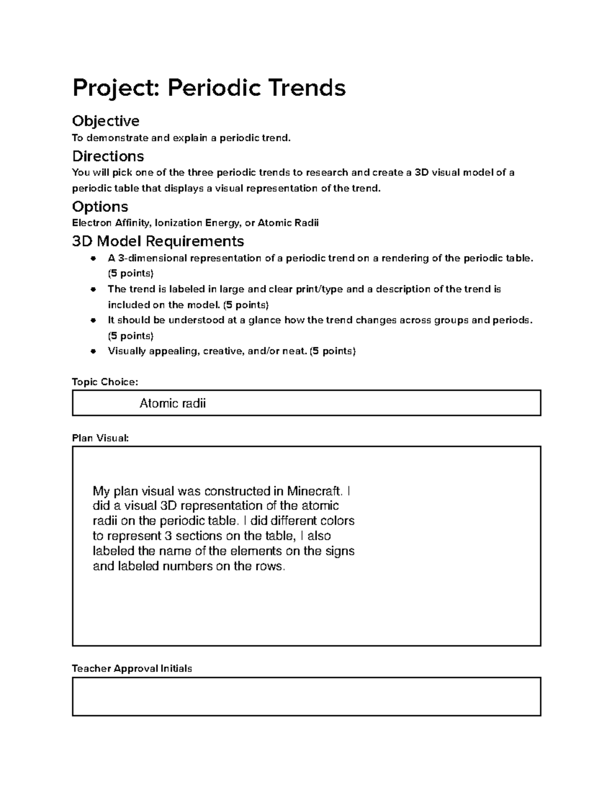 Project: Periodic Trends - 3D Model on Electron Affinity, Ionization ...