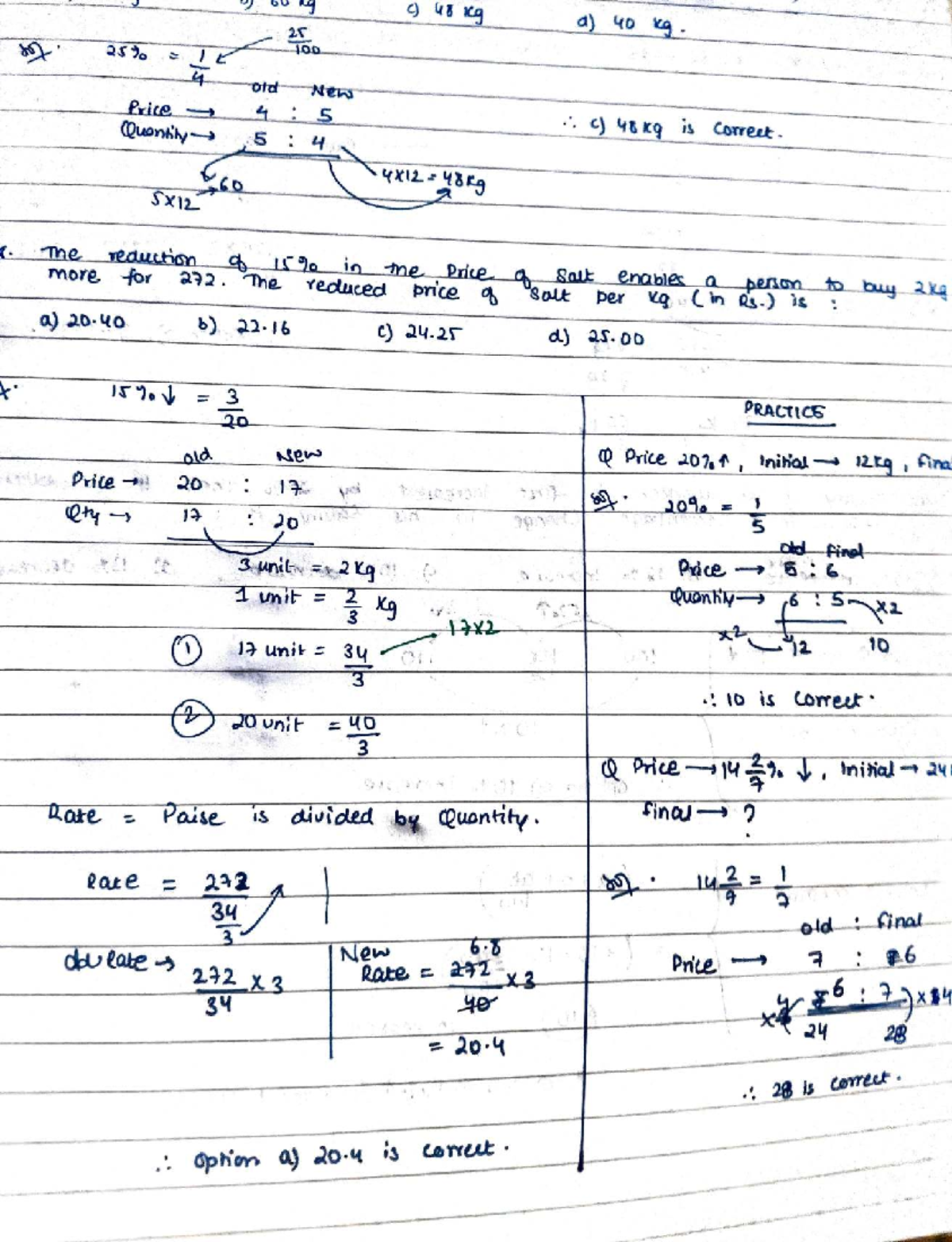 Mathematics Notes: Price Reduction and Quantity Analysis - Studocu