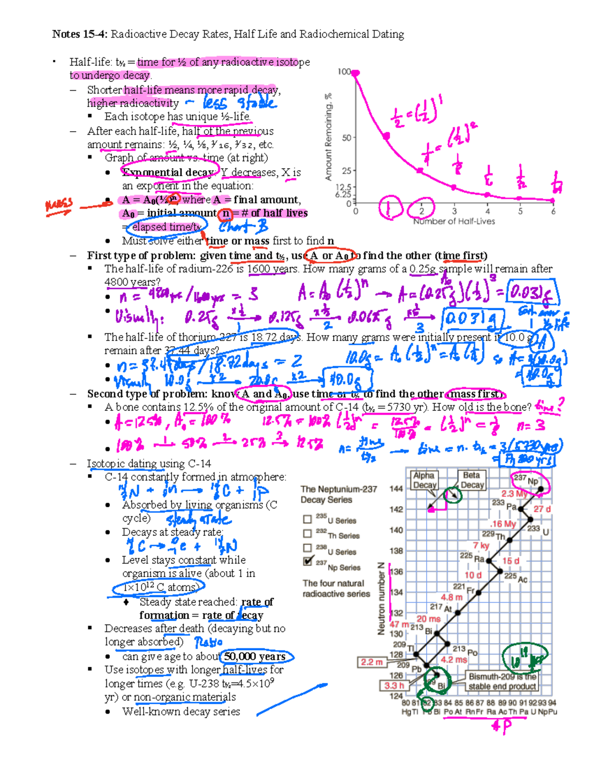Notes on Radioactive Decay Rates & C-14 Dating (Chem 101) - Studocu