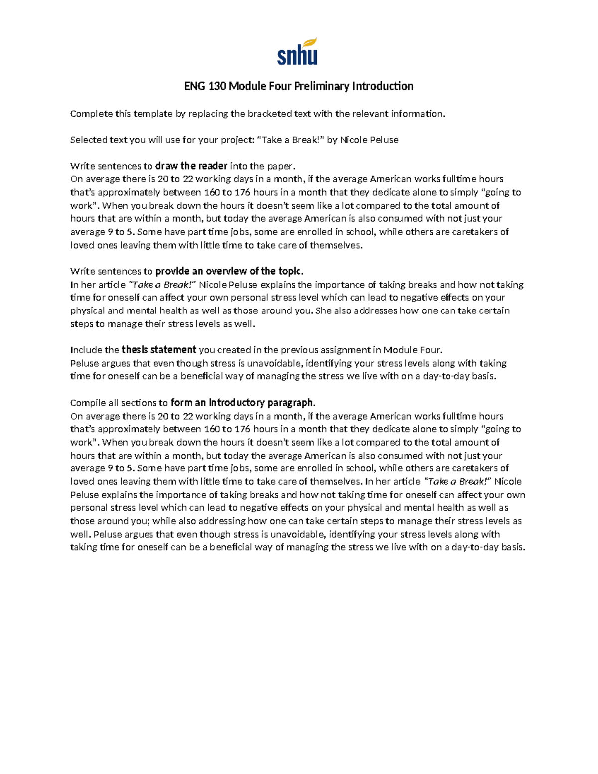 ENG 130 Module Four Preliminary Introduction - ENG 130 Module Four ...