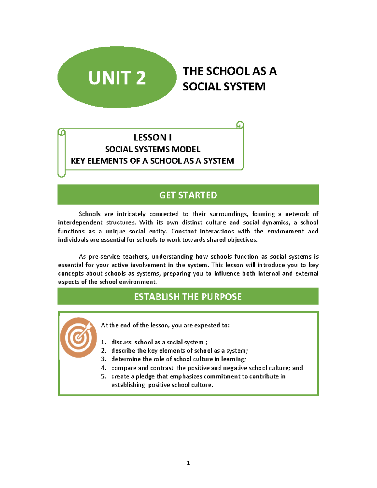 Educ-147 IM Unit-2-Lesson-1 - THE SCHOOL AS A SOCIAL SYSTEM Schools are ...