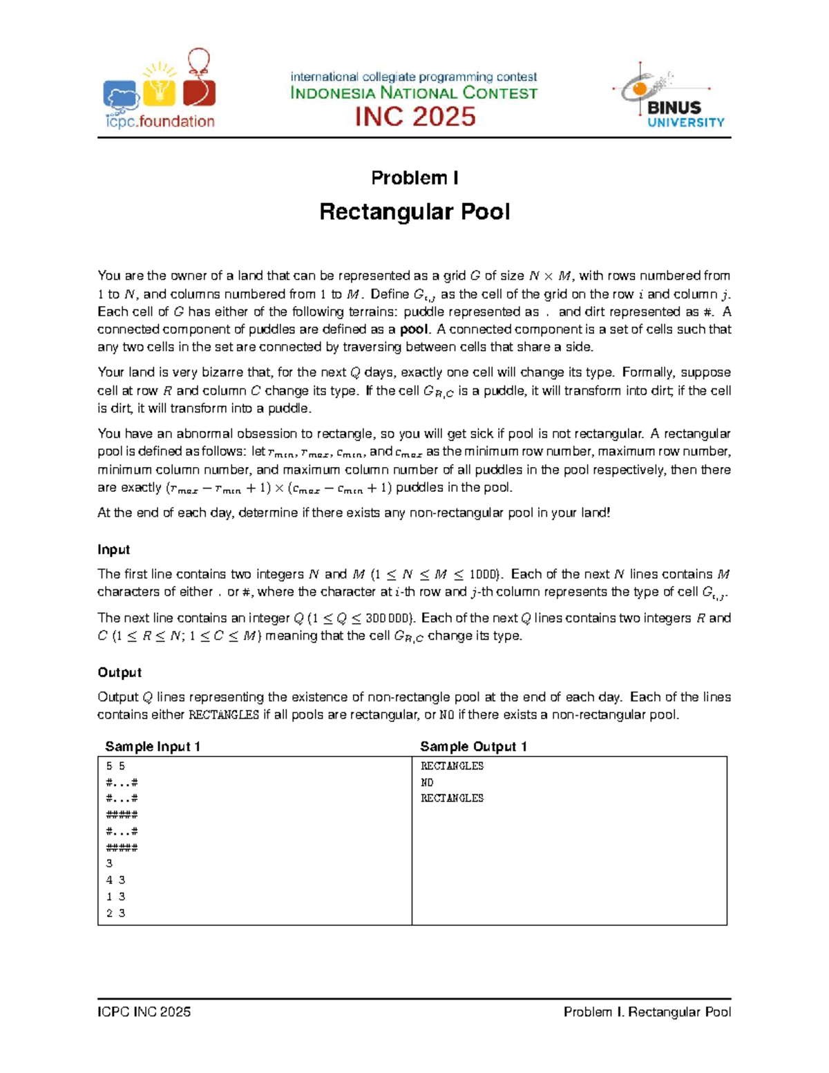 Prob-I - Rectangular Pool Analysis and Updates - Studocu