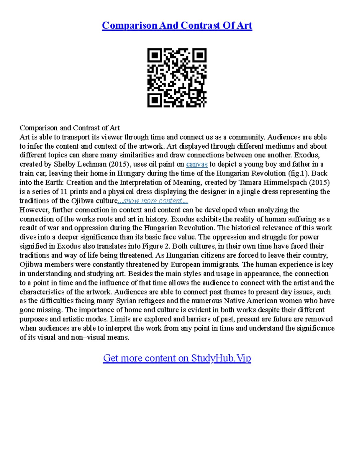 Comparative Art Analysis: Examining Historical and Contemporary Works ...