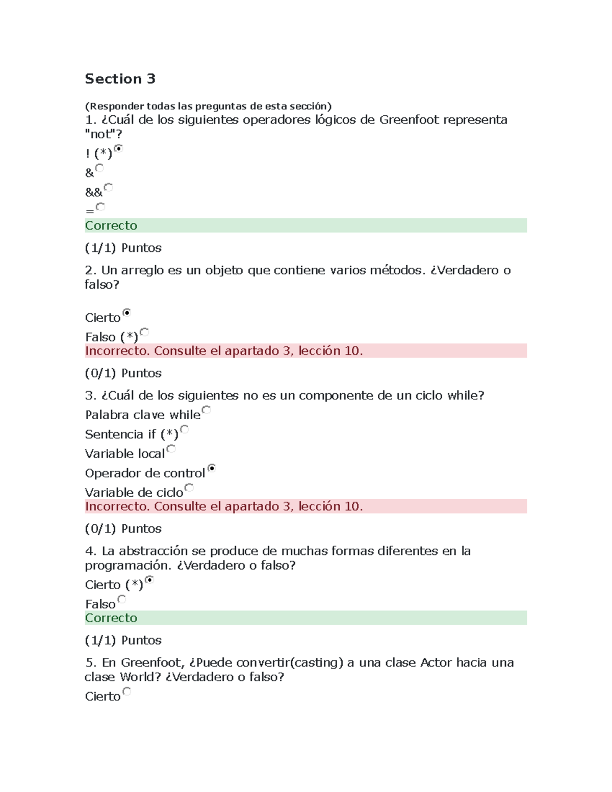 JF Section 3 Prueba 2 - Evaluación L6-L10 en Greenfoot - Studocu