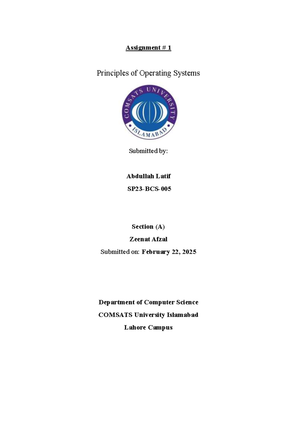 Assignment 1: Principles of operating systems and shell commands - Studocu