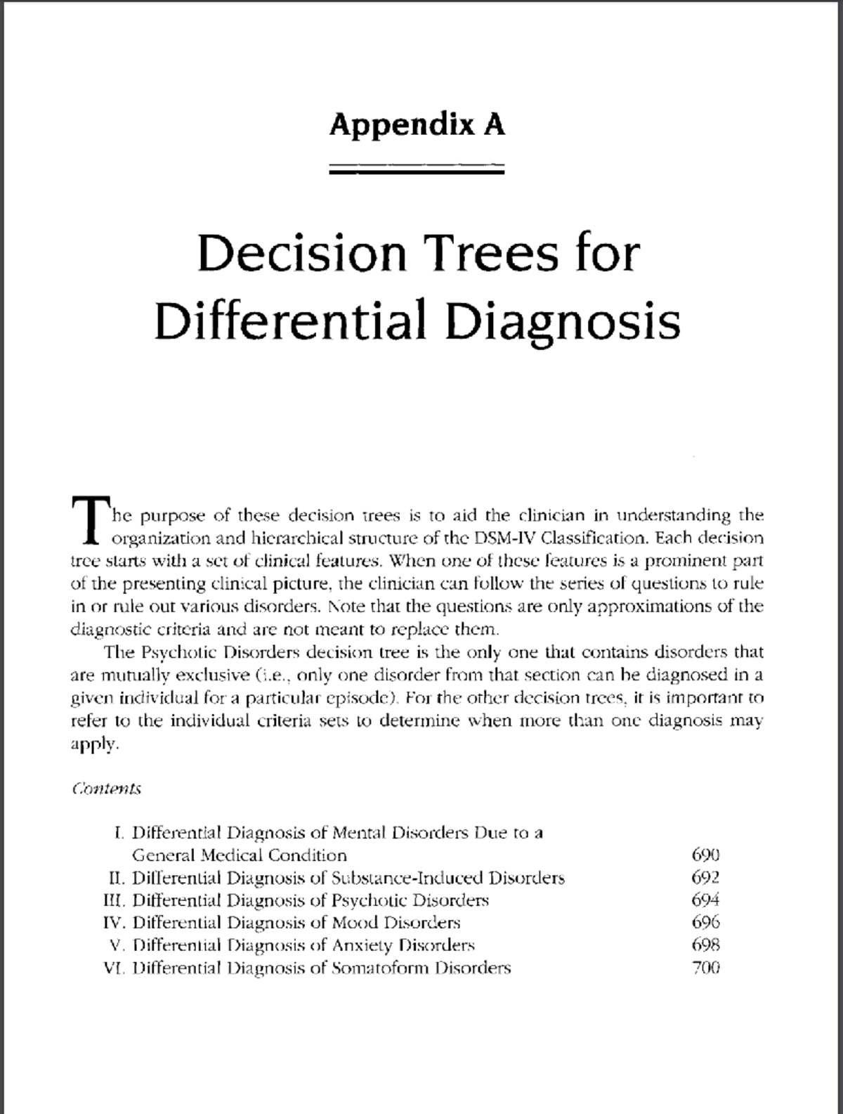 DSM IV Differential Diagnosis Decision Trees: A Comprehensive Guide ...