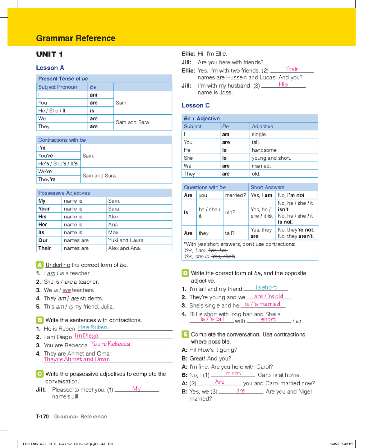T-170 Grammar Reference: World English 3e Intro Grammar Guide - Studocu