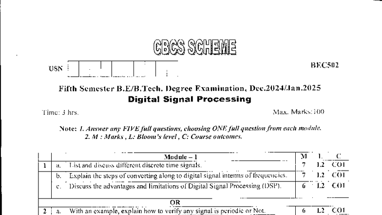 JAN 2025 BEC502 - Digital Signal Processing Question Paper Solutions - Studocu