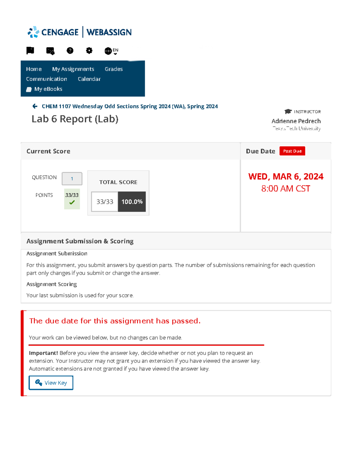CHEM 1107 Lab 6 Report: Precipitation Reactions Spring 2024 - Studocu