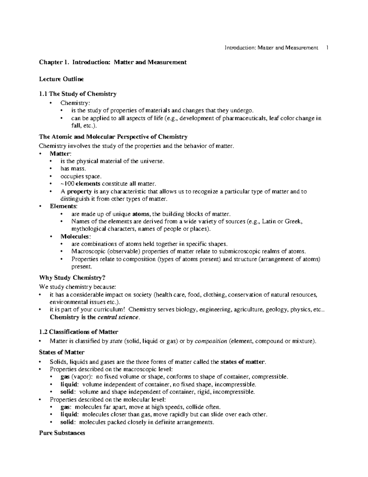 Chapter 1: Matter and Measurement - Chemistry Overview and Concepts ...