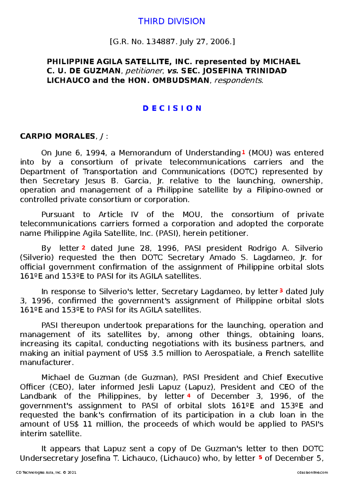 Philippine Agila Satellite, Inc. vs. Lichauco: A Legal Precedent Review ...