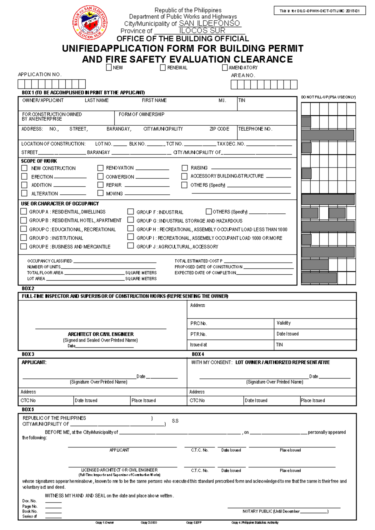 Unified Application Form for Building Permit - Philippines - Studocu