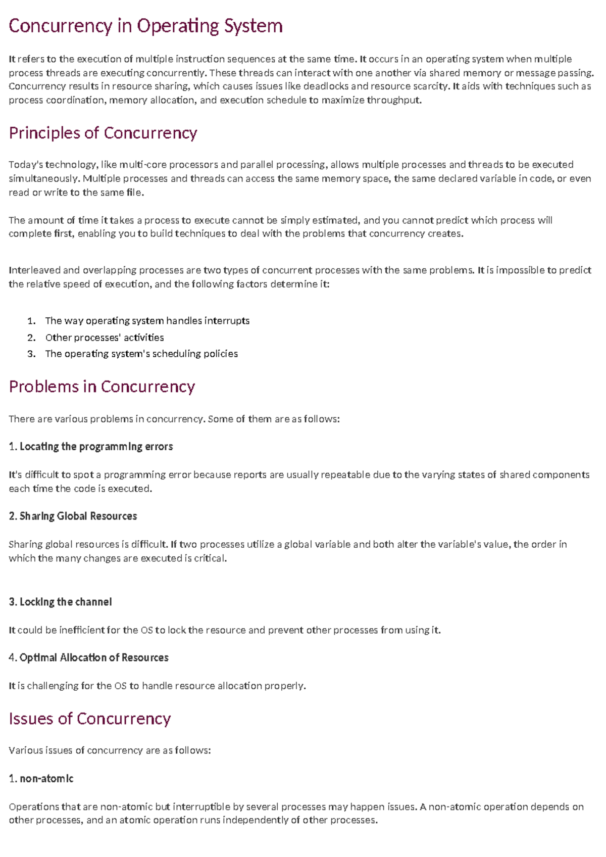 Concurrency in Operating Systems (CS202: Lecture Notes) - Studocu