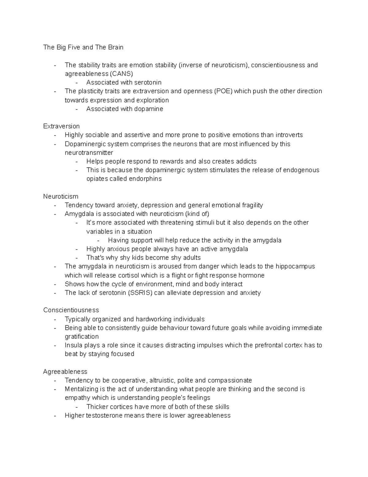 Big Five Personality Traits and Brain Functions in Psychology: A Study ...