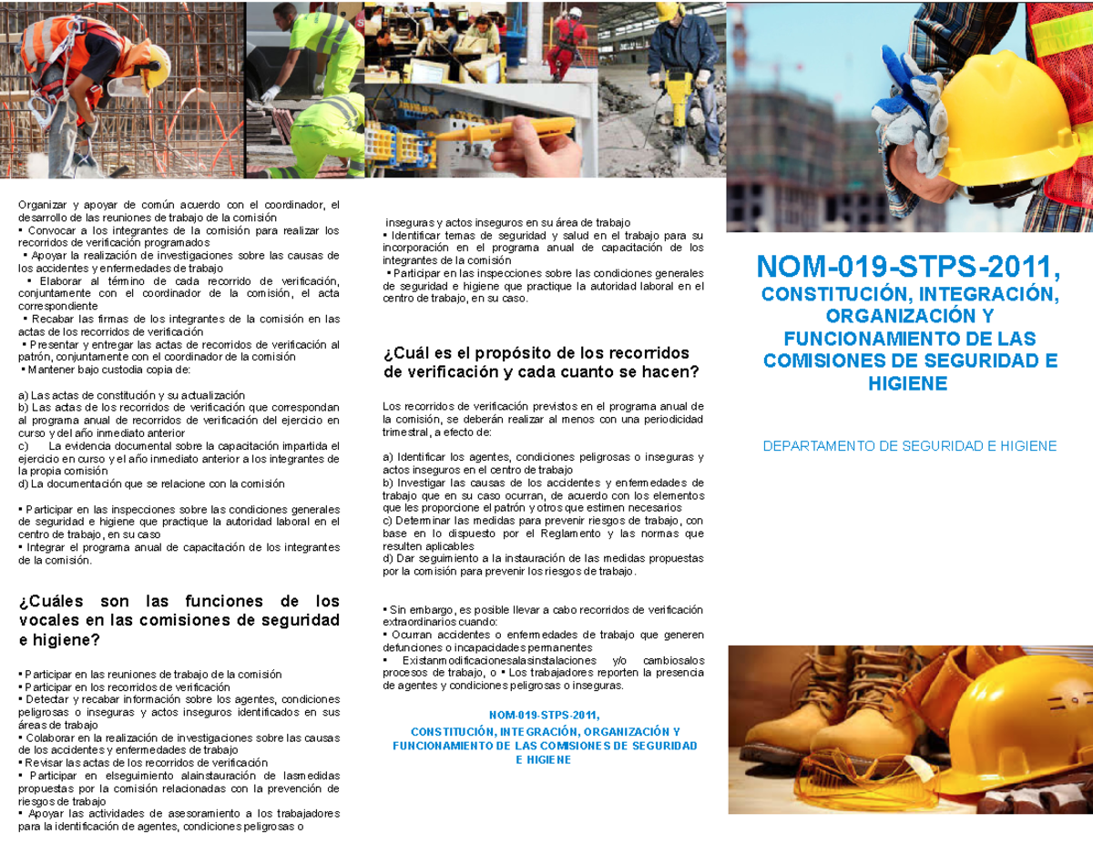Tríptico sobre la Comisión de Seguridad e Higiene - Normativa NOM-019 ...