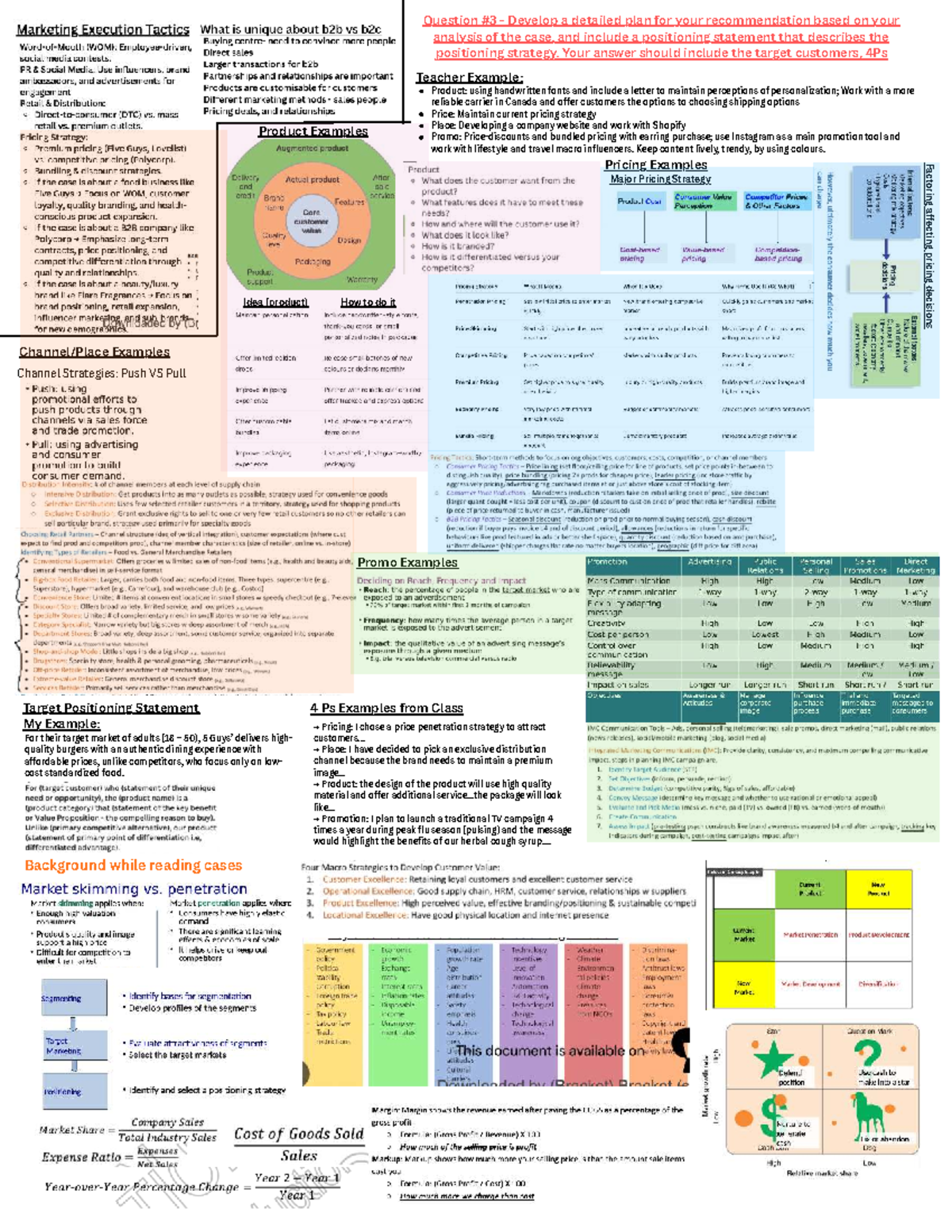 Updated Cheat Sheet: Positioning Strategy & 4Ps Analysis - Studocu