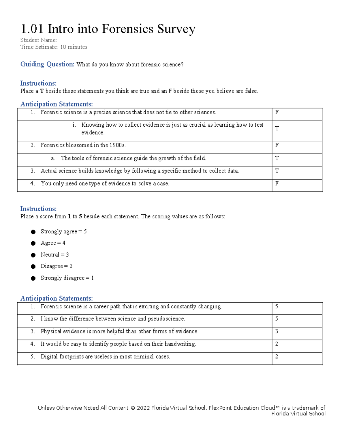 1.01 Forensics Survey - Introduction to Forensic Science Quiz - Studocu