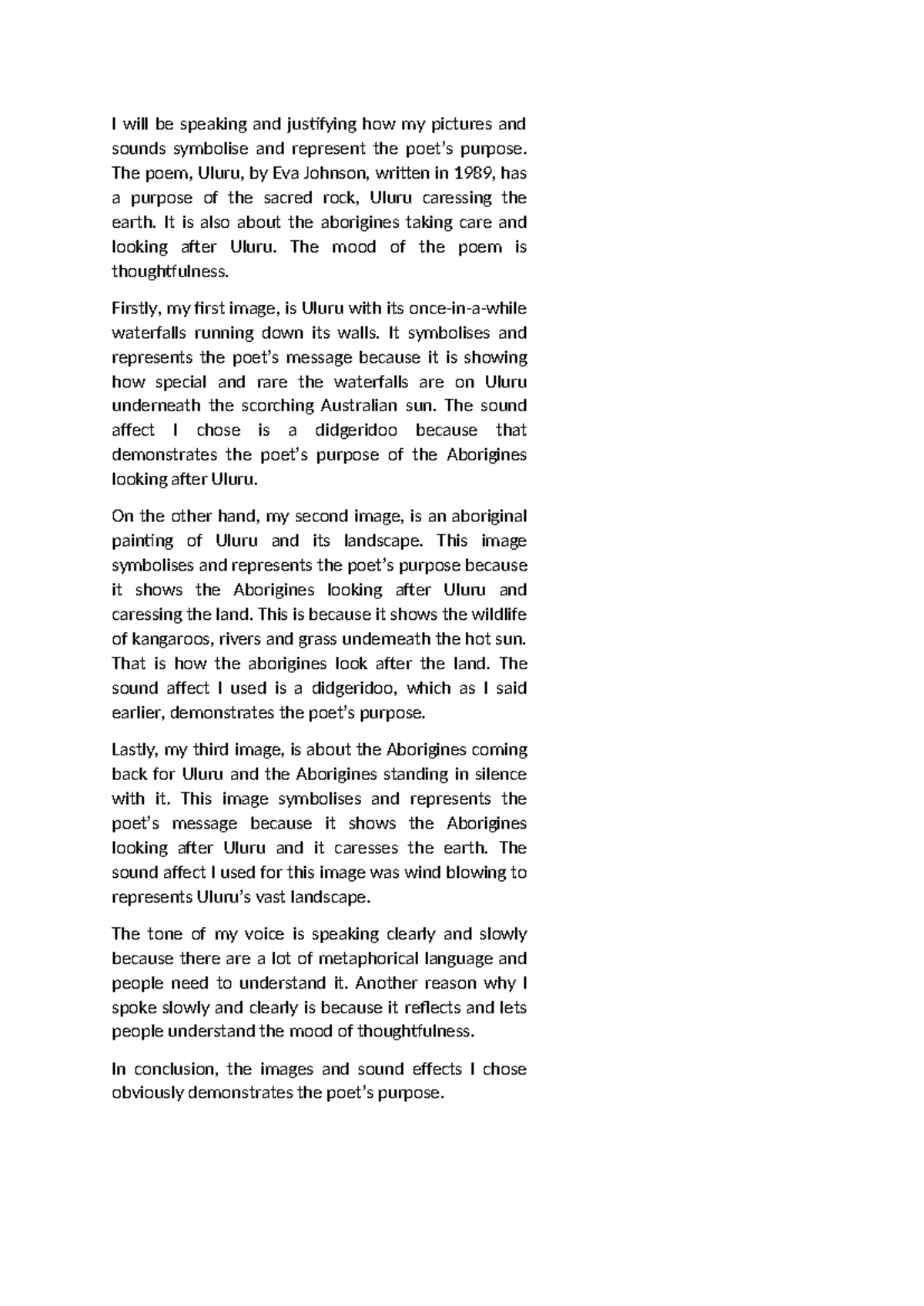 Analysis of the Poem "Uluru" and Its Symbolism and Sounds - Studocu