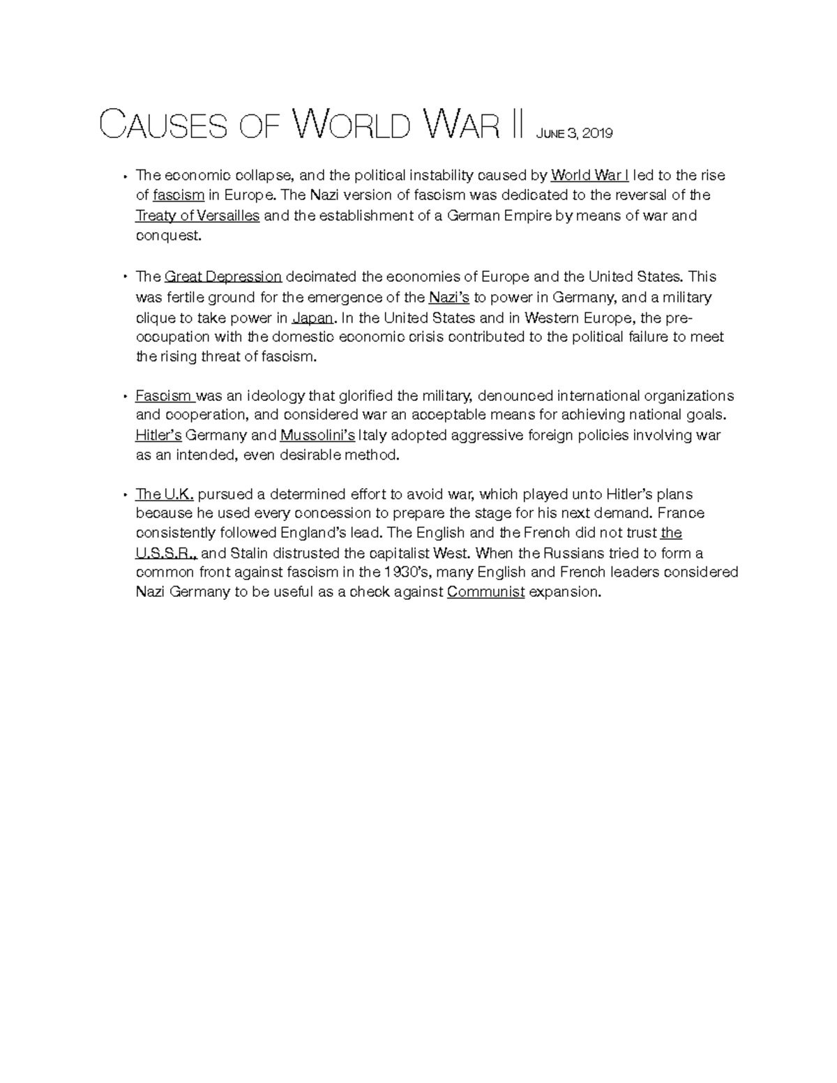 Causes of World War II: Historical Analysis and Insights - Studocu