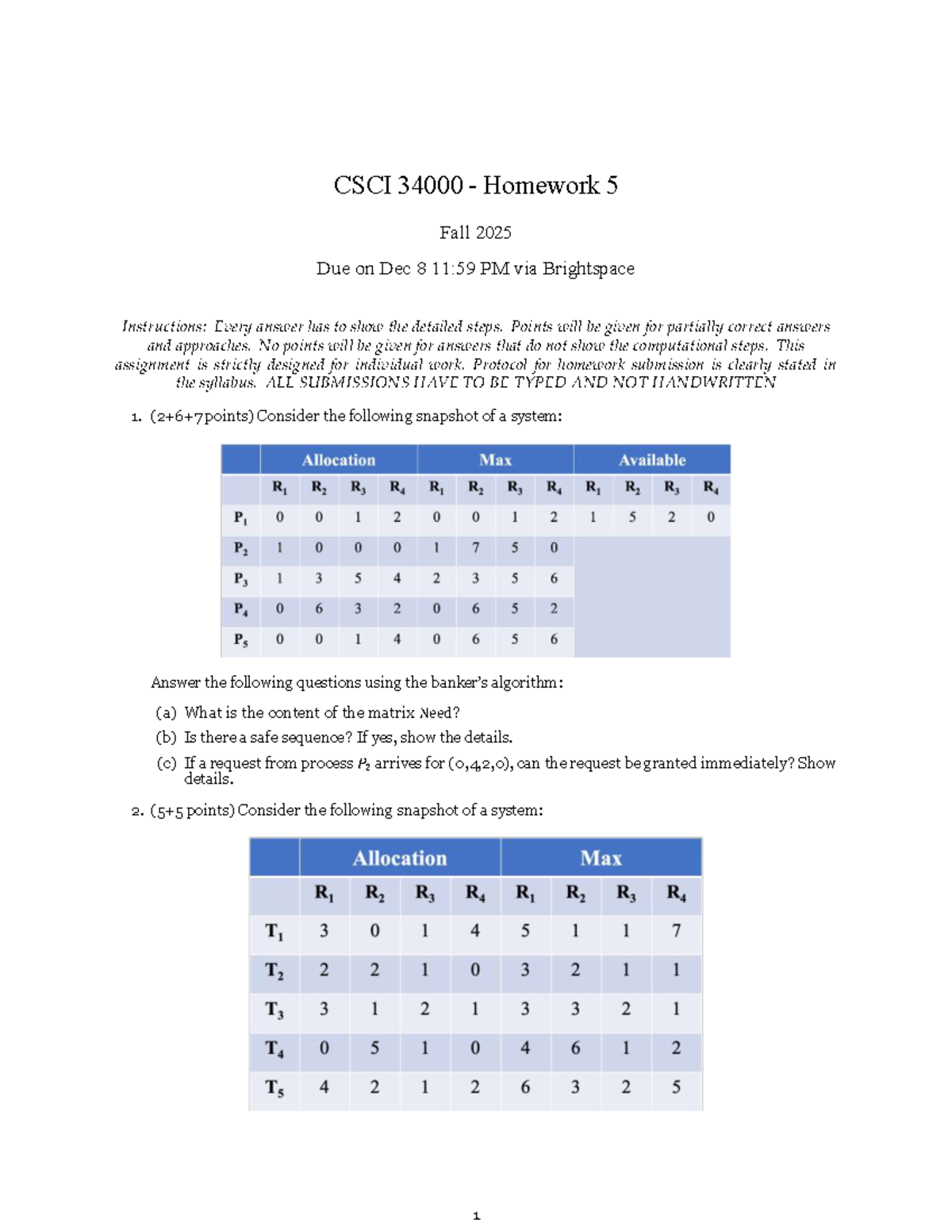 CSCI 340 Homework 5 Instructions and Guidelines for Fall 2025 - Studocu