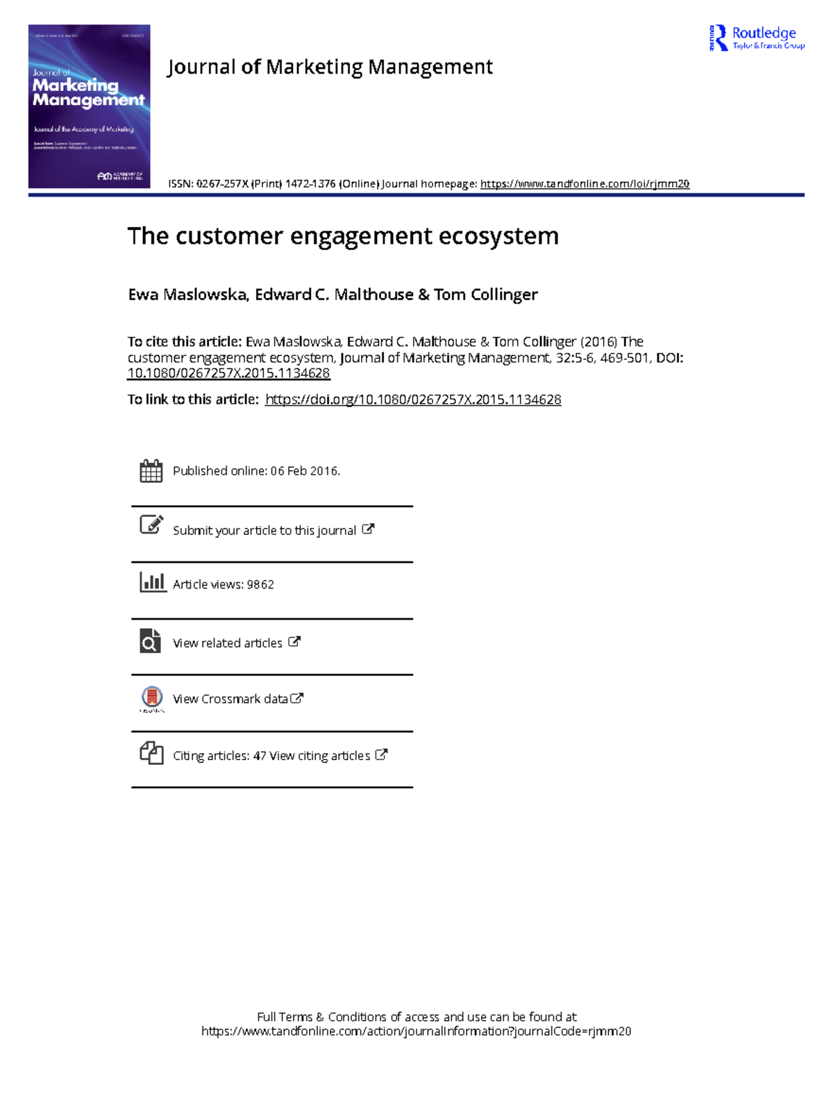 Exploring the Customer Engagement Ecosystem: Insights from Marketing ...