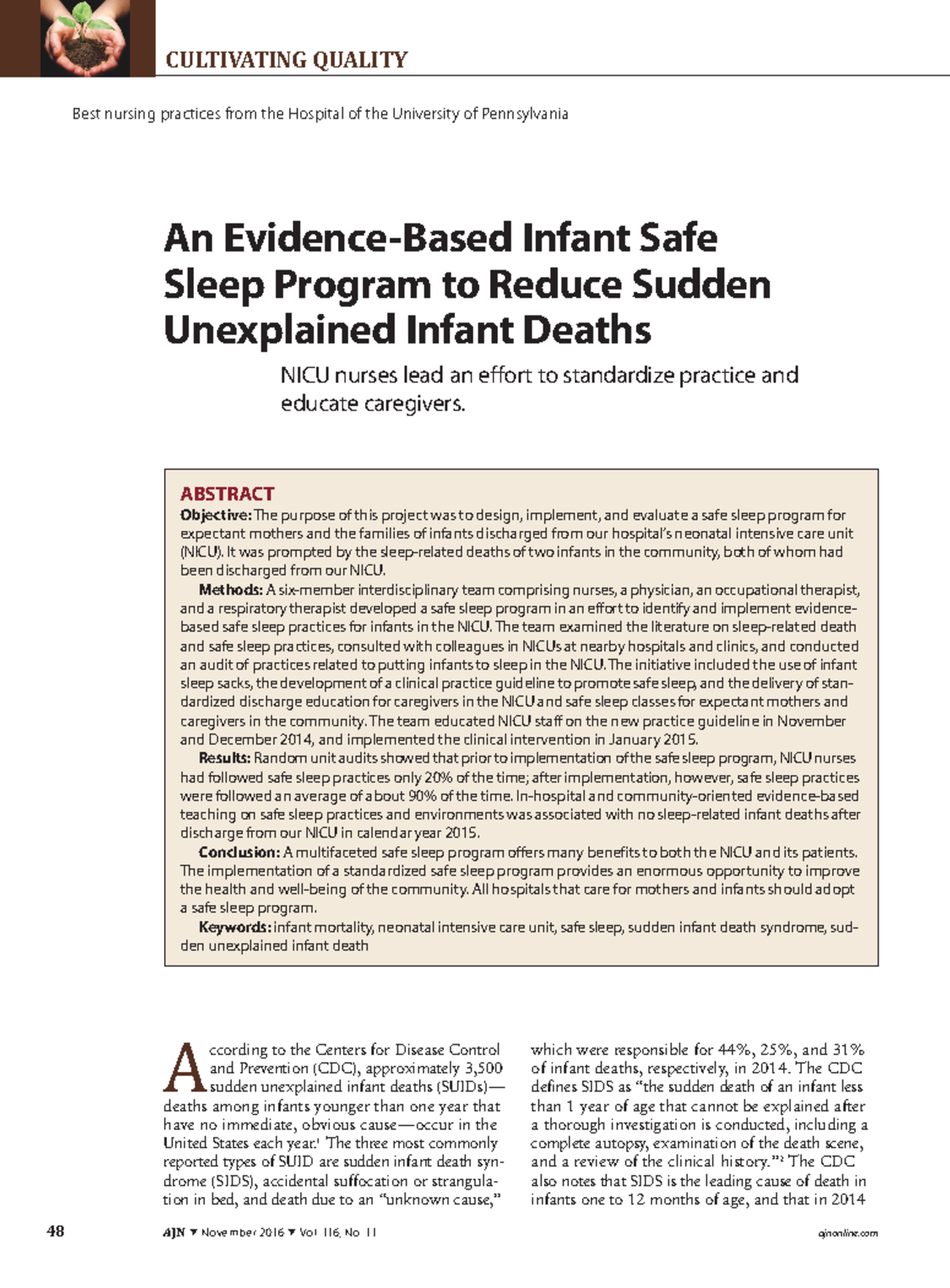 Evidence-Based Safe Sleep Program for Infants in NICU: A Study - Studocu