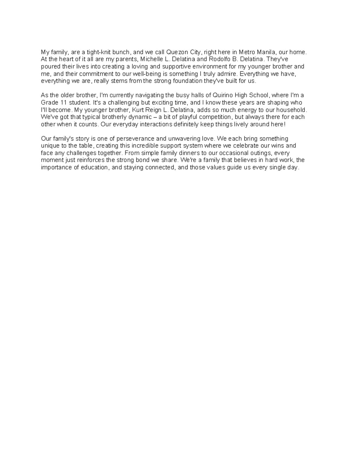 Family Dynamics and Values: A Personal Reflection Assignment - Studocu