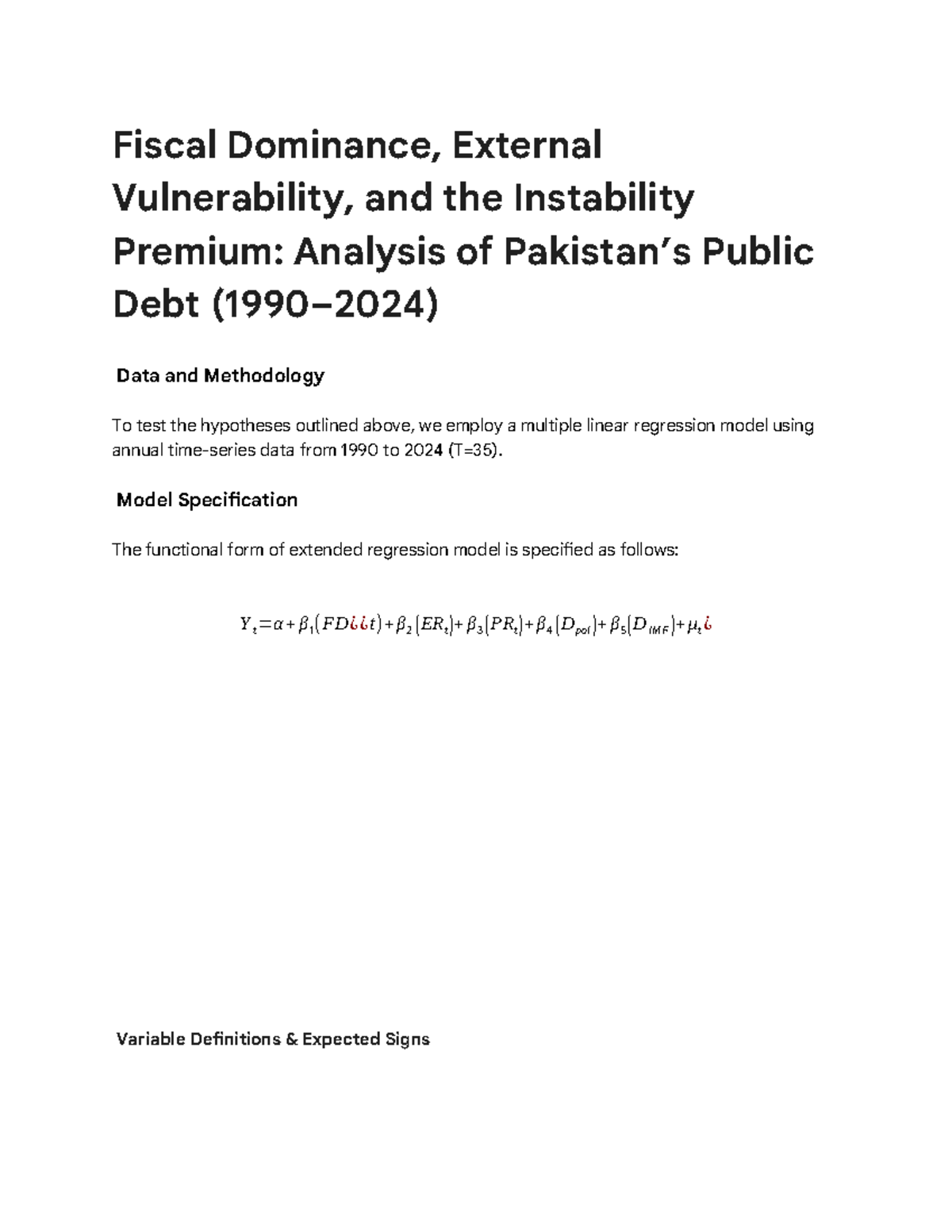 Analysis of Public Debt Dynamics: Fiscal Dominance & Vulnerability ...