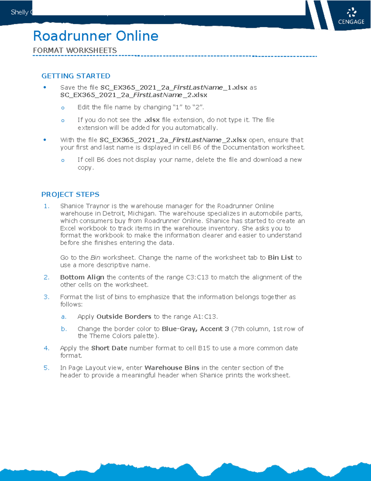 Instructions for Formatting SC EX365 2021 2a Worksheets - Studocu