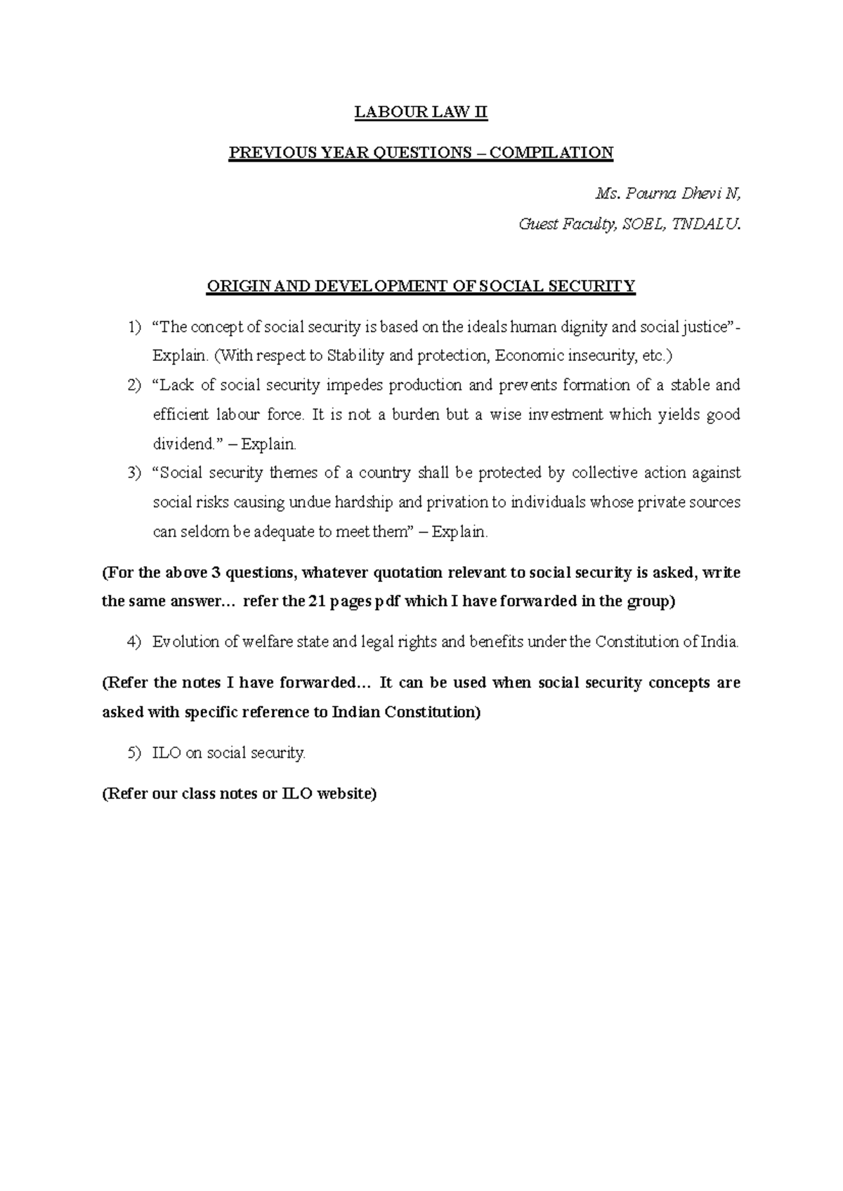 Labour Law II (LLB 202) Study Notes: Social Security & Compensation ...
