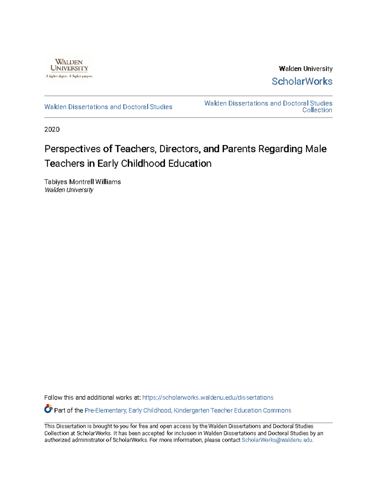 Perspectives on Male Teachers in Early Childhood Education: A Study ...