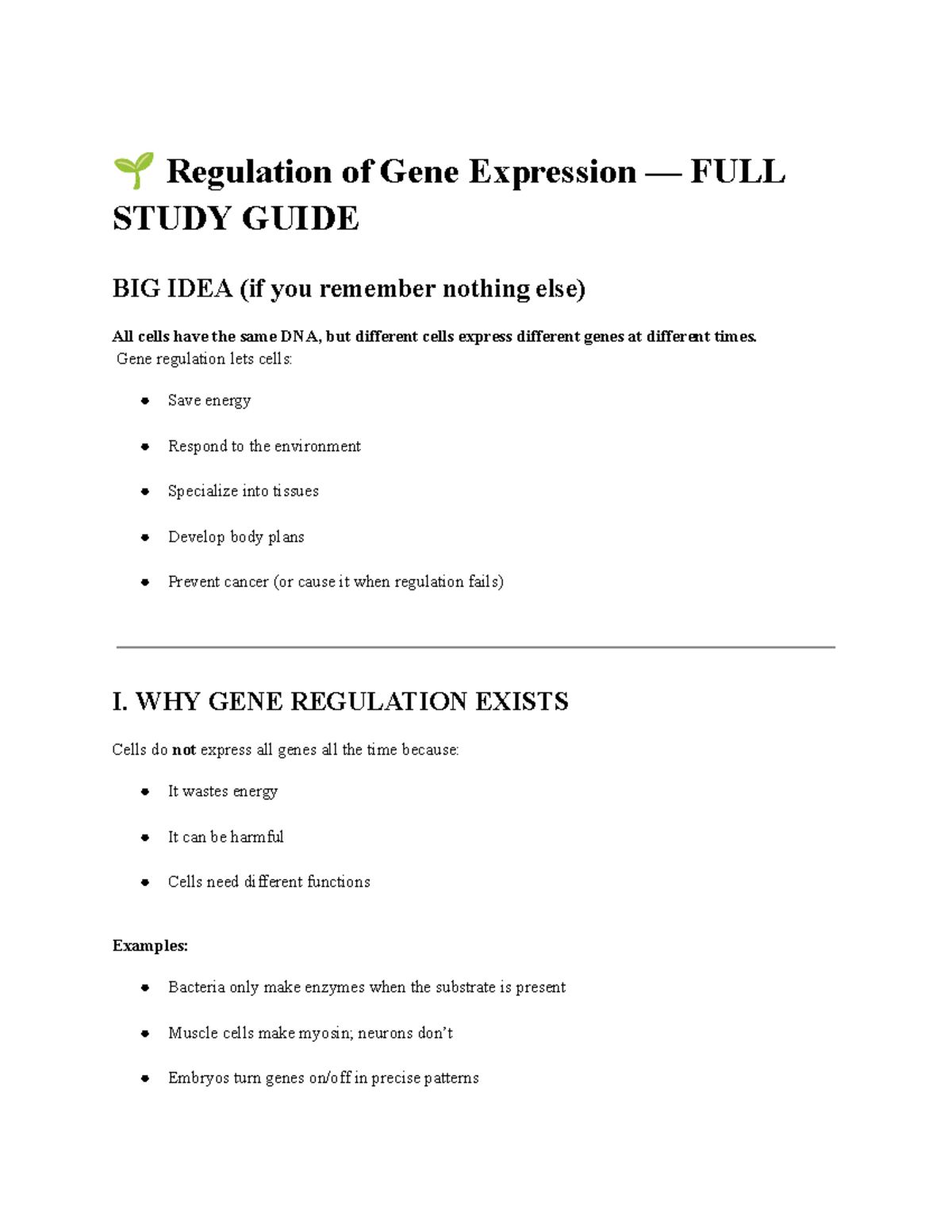 Chapter 18 Bio Notes: Regulation of Gene Expression Study Guide - Studocu