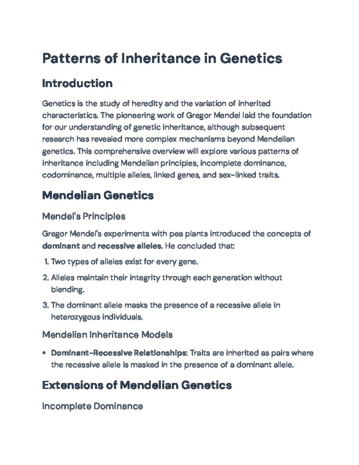Genetics 101: Patterns of Inheritance and Mendelian Principles - Patterns of Inheritance in ...