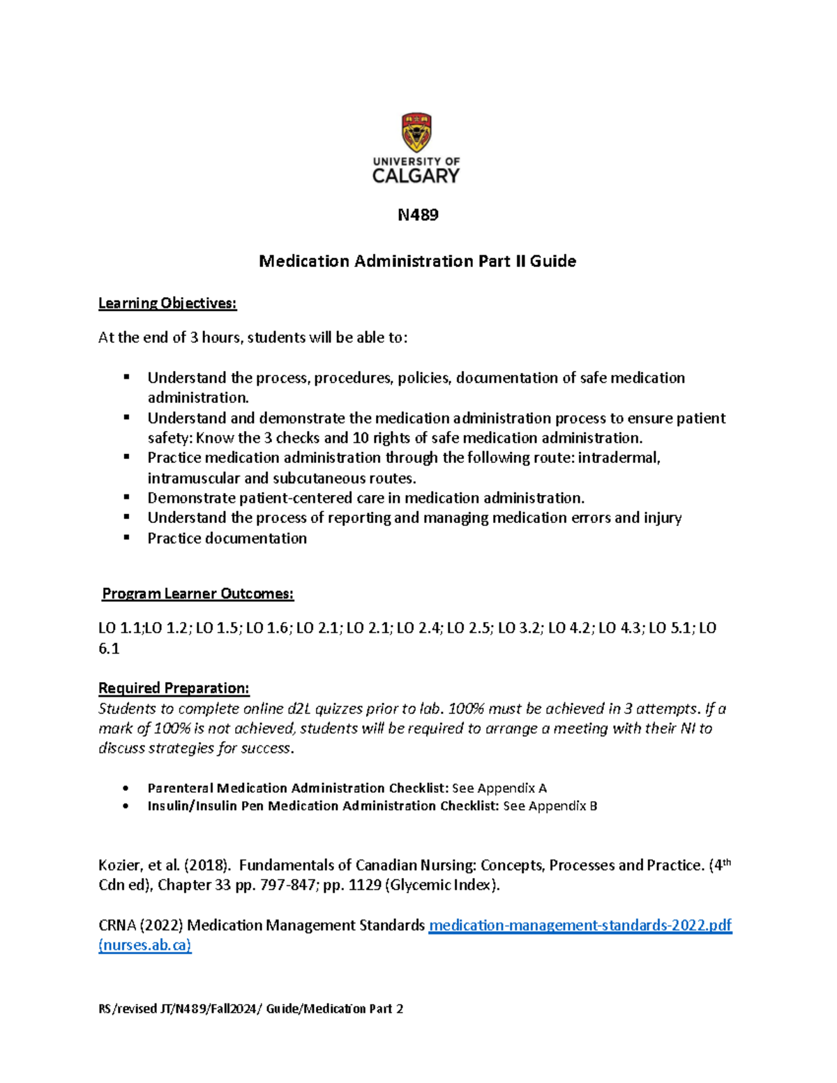 N489 Medication Administration Guide Part II: Safe Practices ...