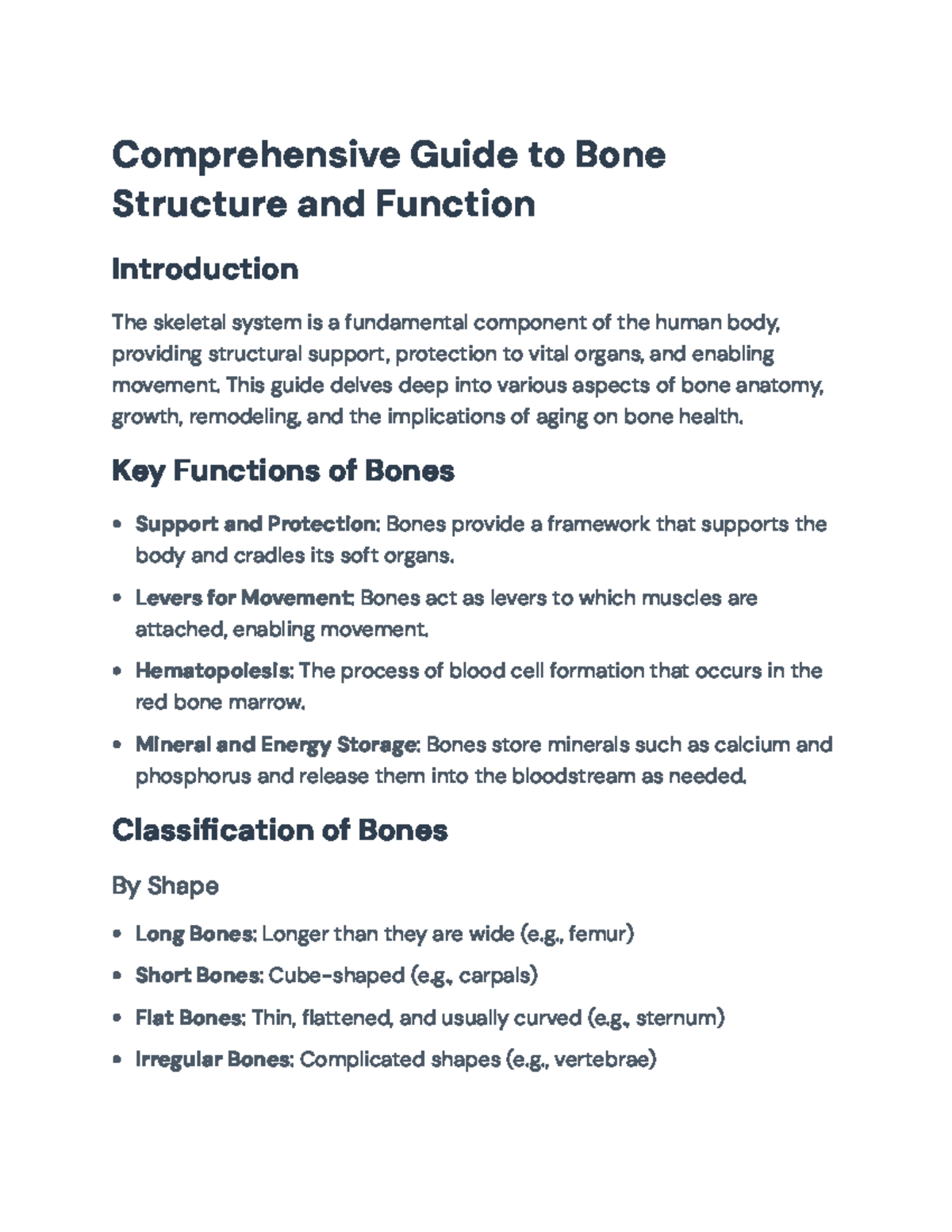 Comprehensive Guide to Bone Structure, Growth, and Health ...