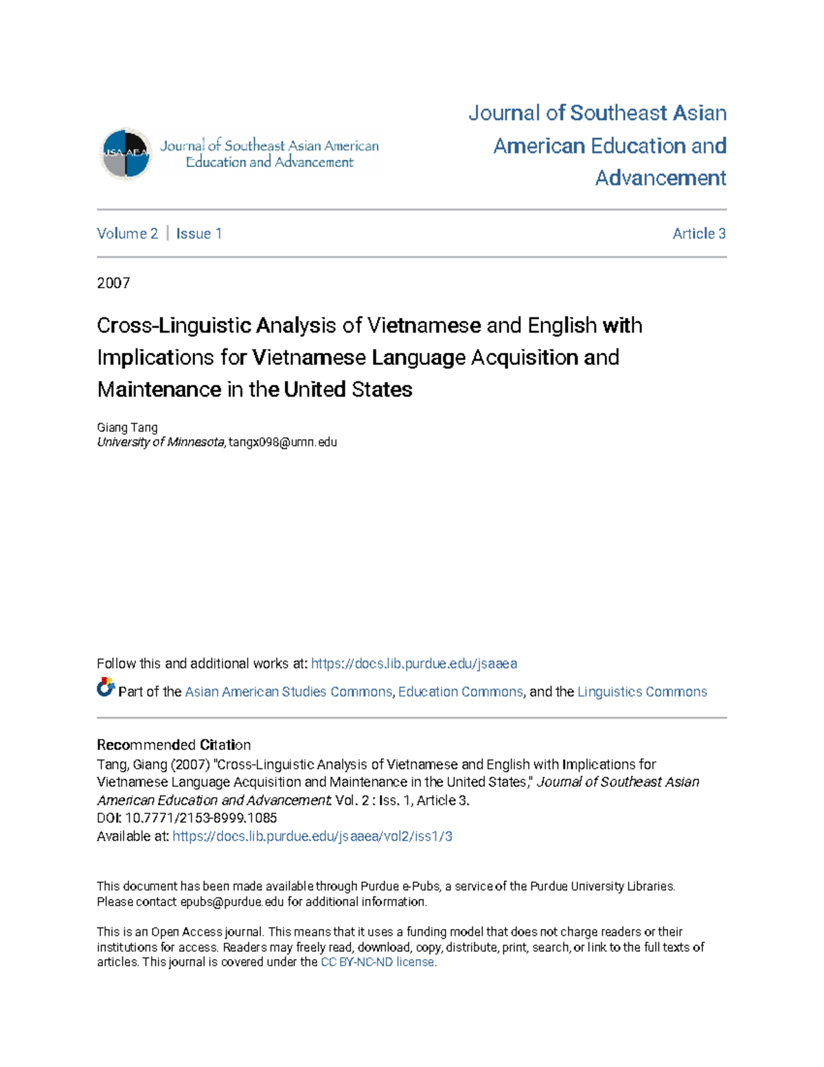 Cross-Linguistic Analysis of Vietnamese and English with Implicat - lib ...