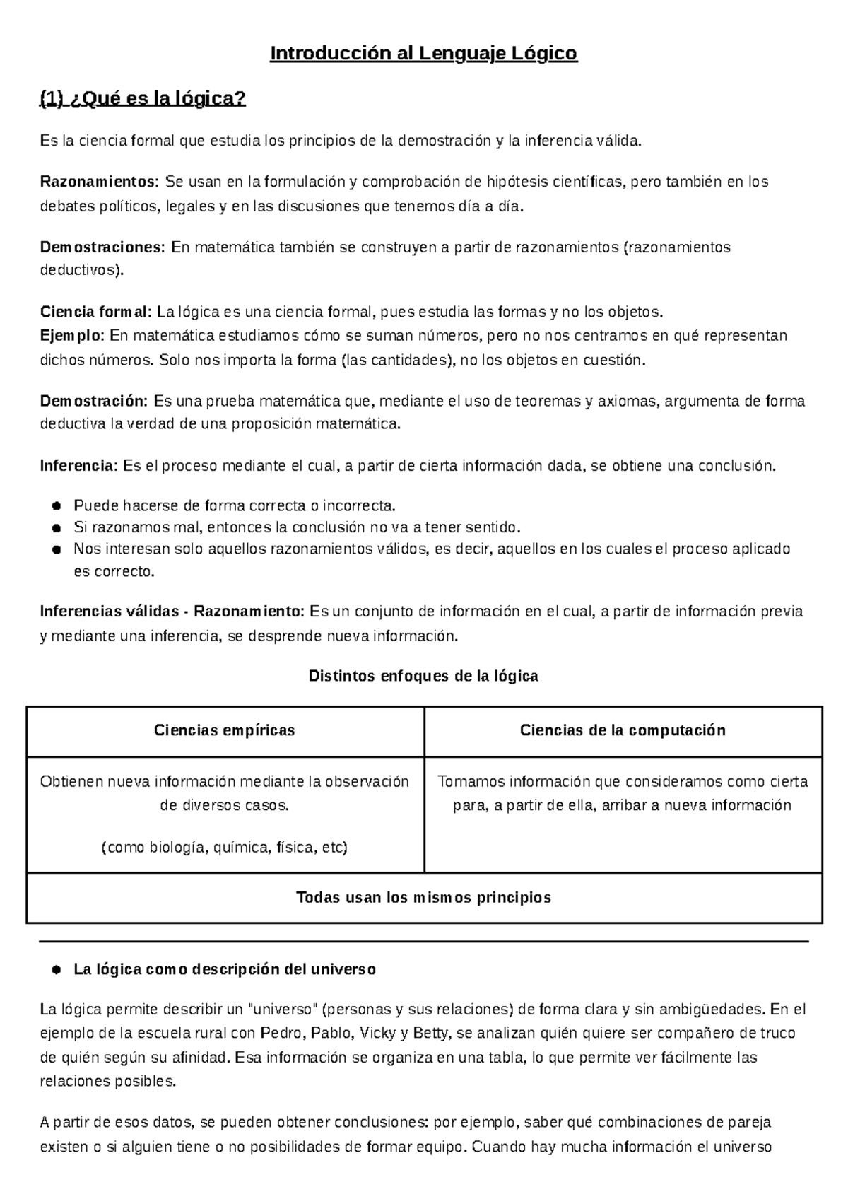Resumen 1: Introducción al Lenguaje Lógico (1) y sus Principios - Studocu