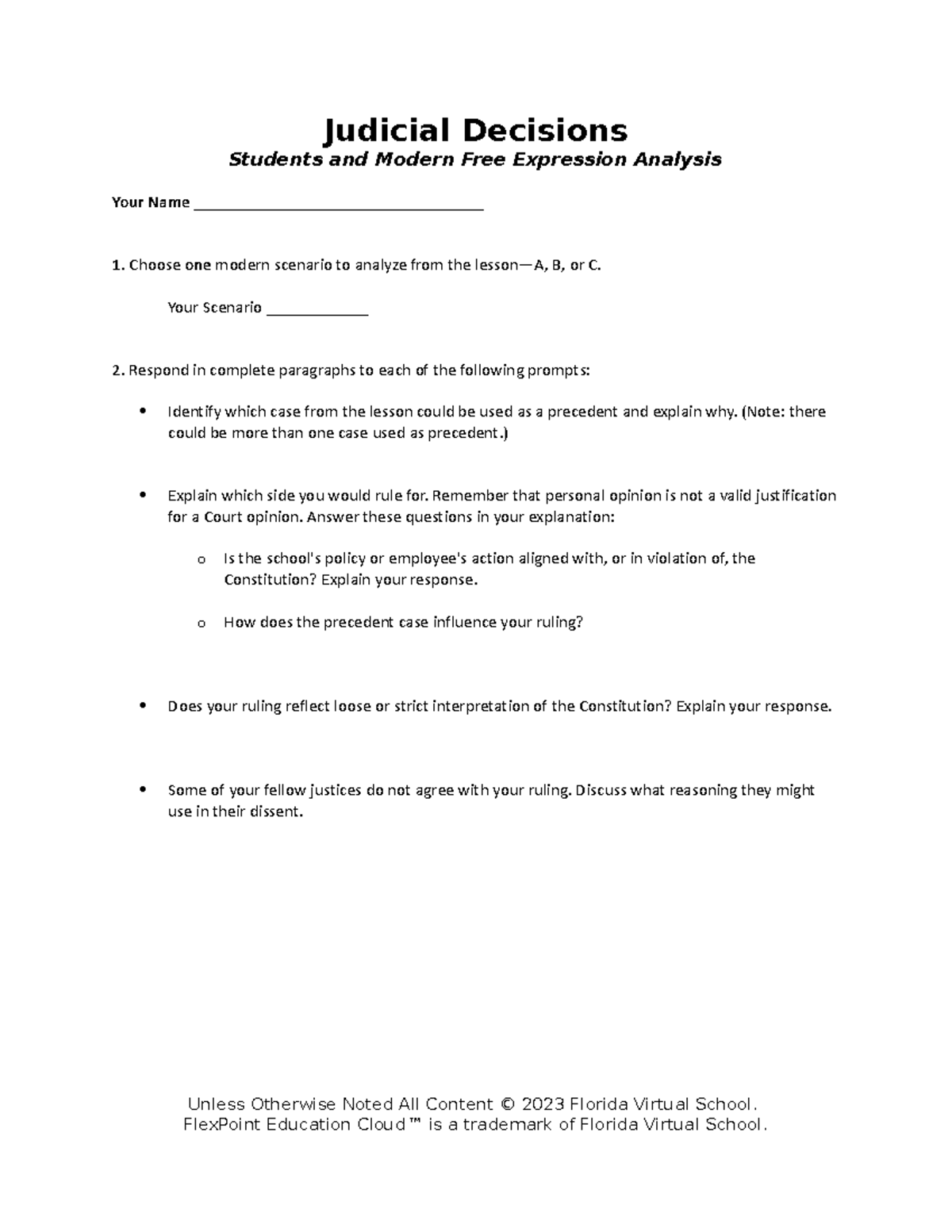 Judicial Decisions Analysis Template for Modern Free Expression Cases ...